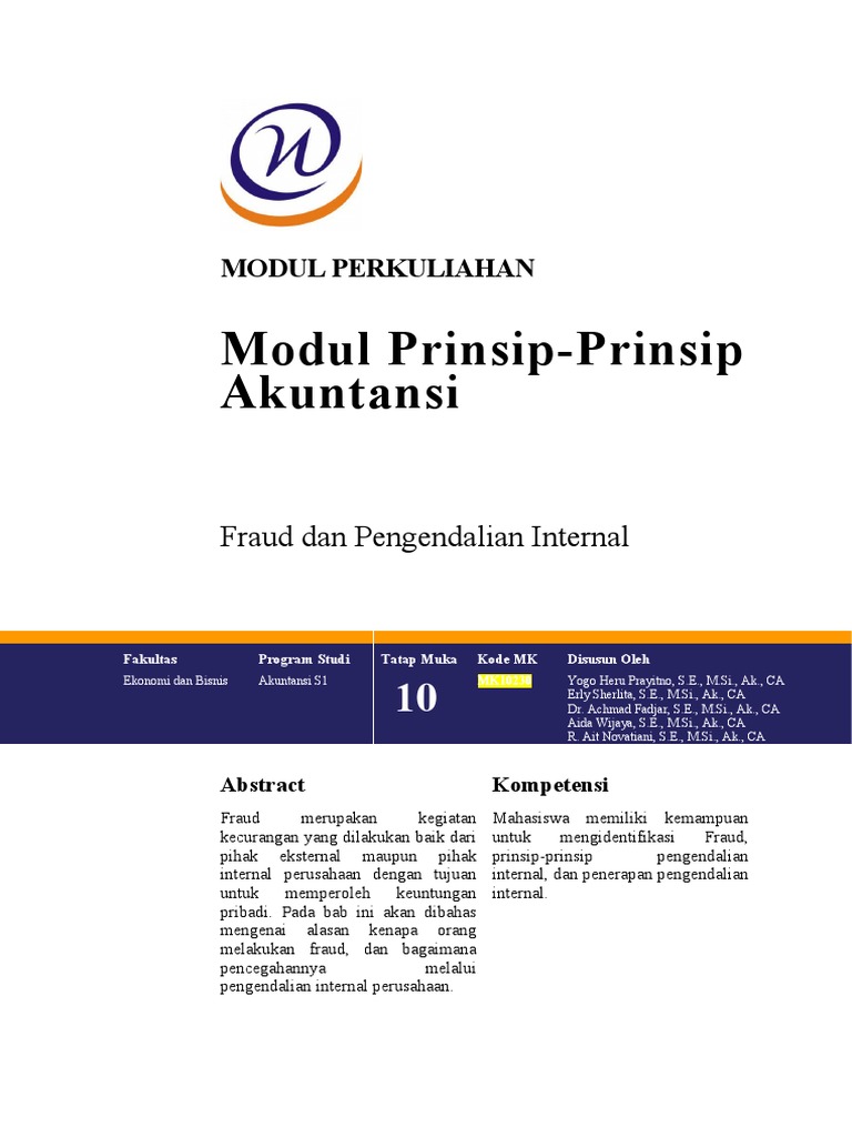 Modul PA-10-Fraud Dan Pengendalian Internal | PDF | Karier & Perkembangan | Pengelolaan Keuangan ...
