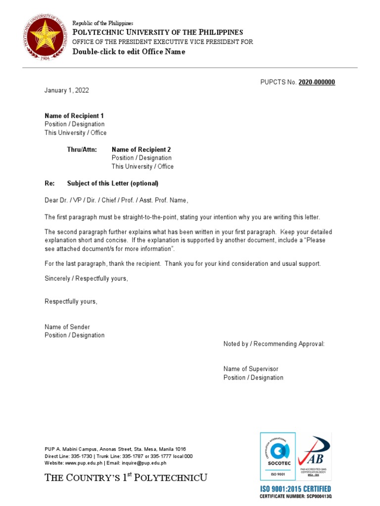 PUP Letterhead Template | PDF