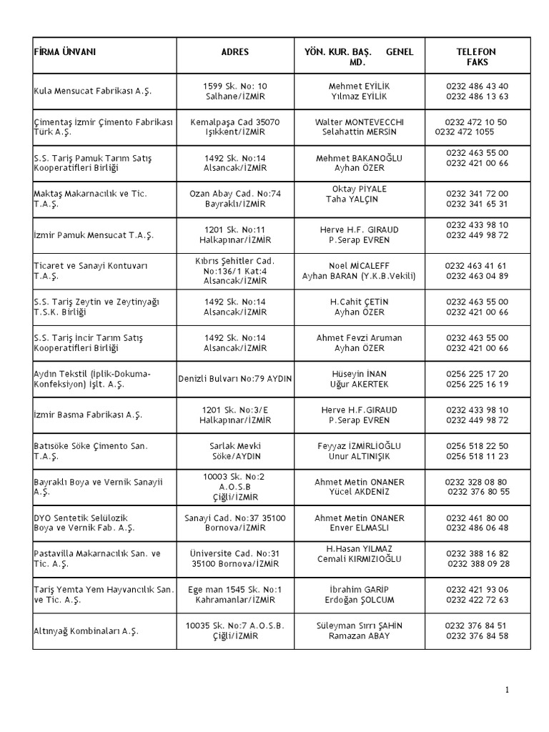 Ege Bolgesindeki 100 Buyuk Firma | PDF