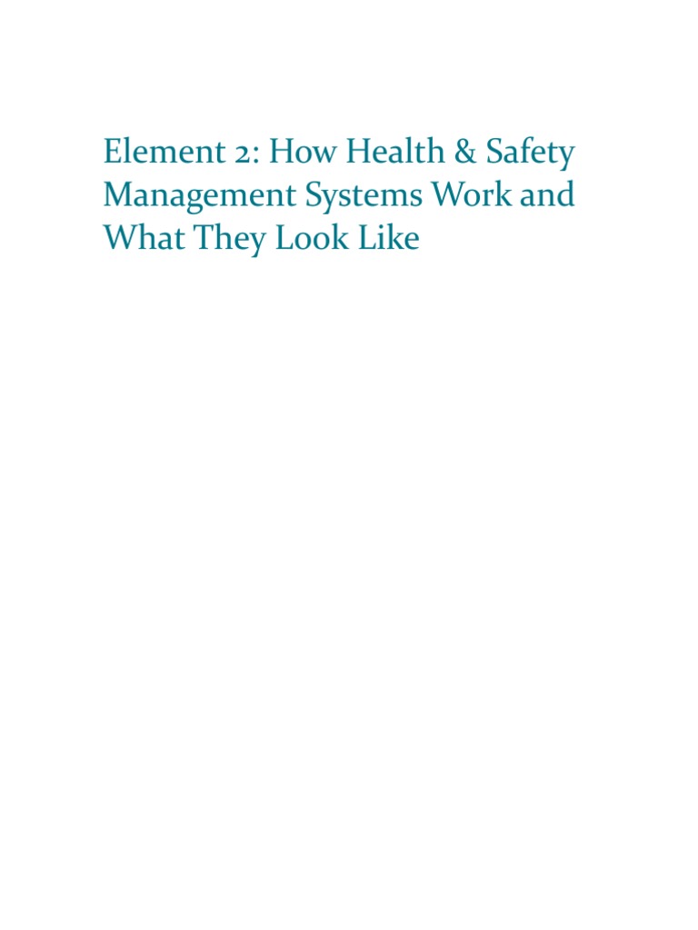 Element 2 How Health and Safety Management Systems Work and What They Look Like | PDF ...