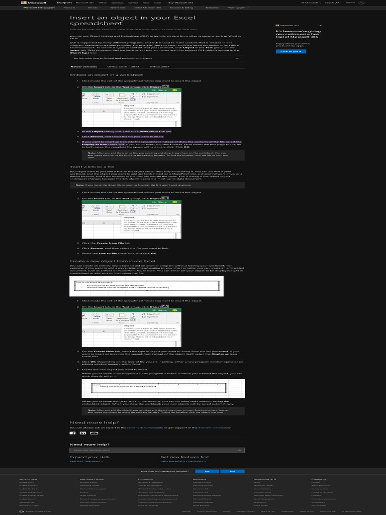 Insert An Object in Your Excel | PDF | Microsoft Excel | Microsoft Office