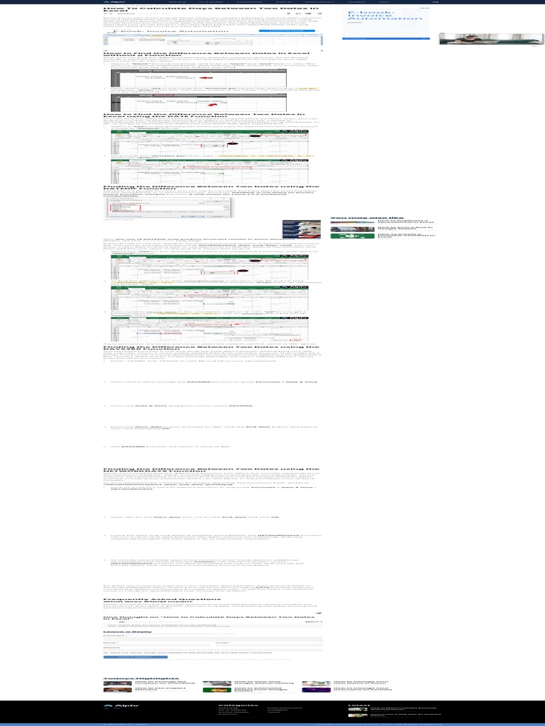 How To Calculate Days Between Two Dates in Excel | PDF | Microsoft ...