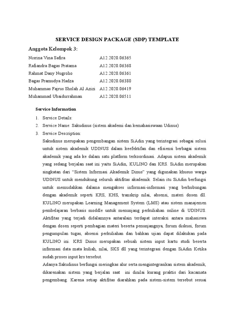 Service Design Package Kel 3 Udinus Pdf