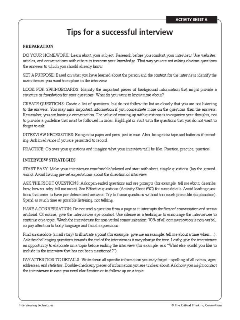 Interviewing - Techniques - Tutorial (Dragged) 1 | PDF | Interview | Question