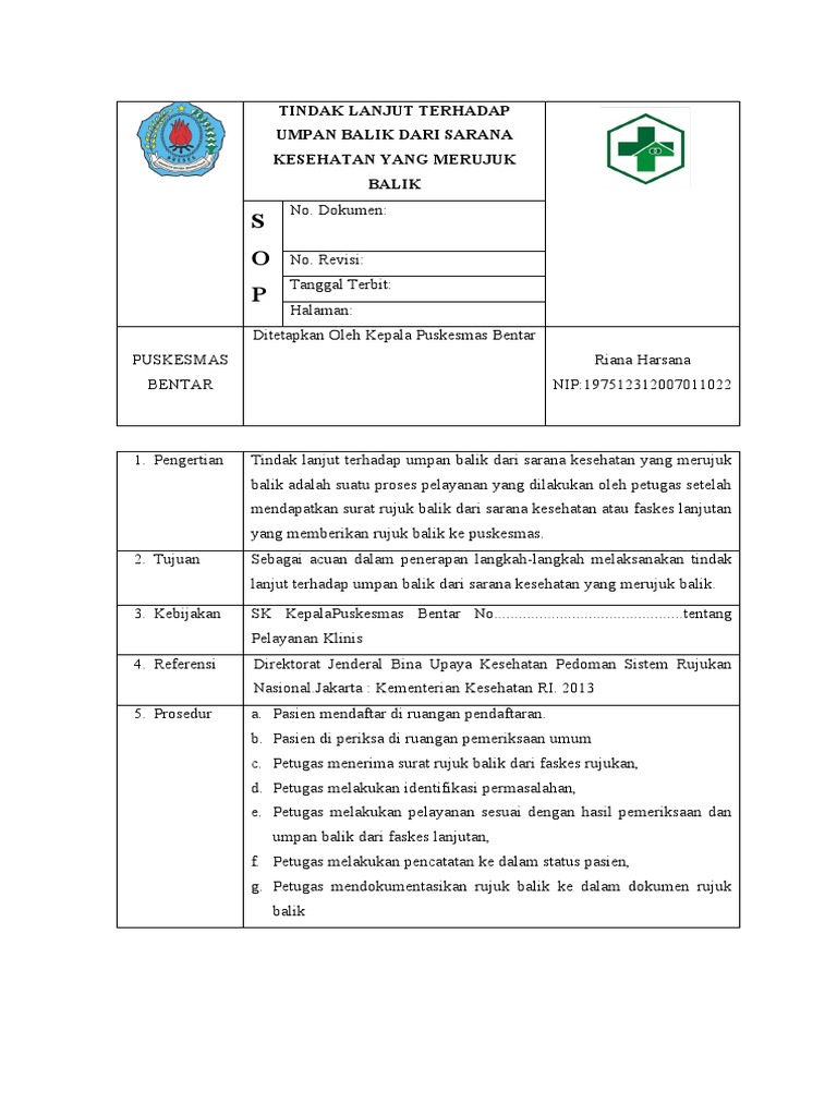 3.7.2 Sop Rujuk Balik | PDF