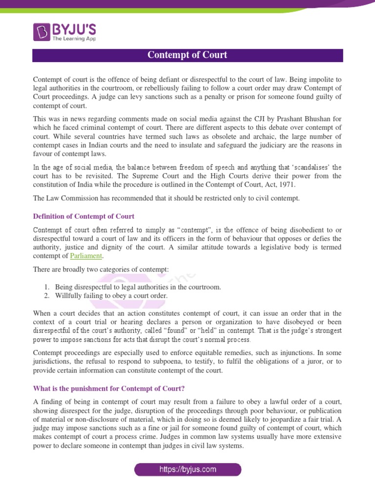 Contempt of Court | Download Free PDF | Contempt Of Court ...