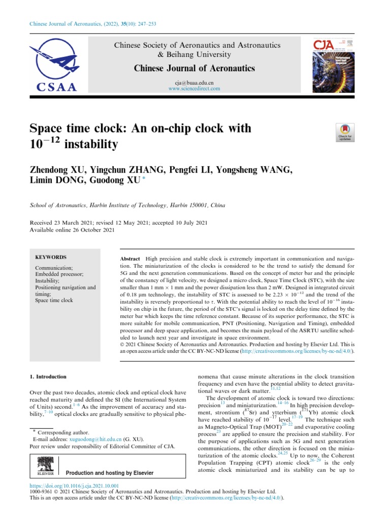 Space Time Clock An On Chip Clock With 10 12 - 2022 - Chinese Journal of Aeron | PDF | Time ...