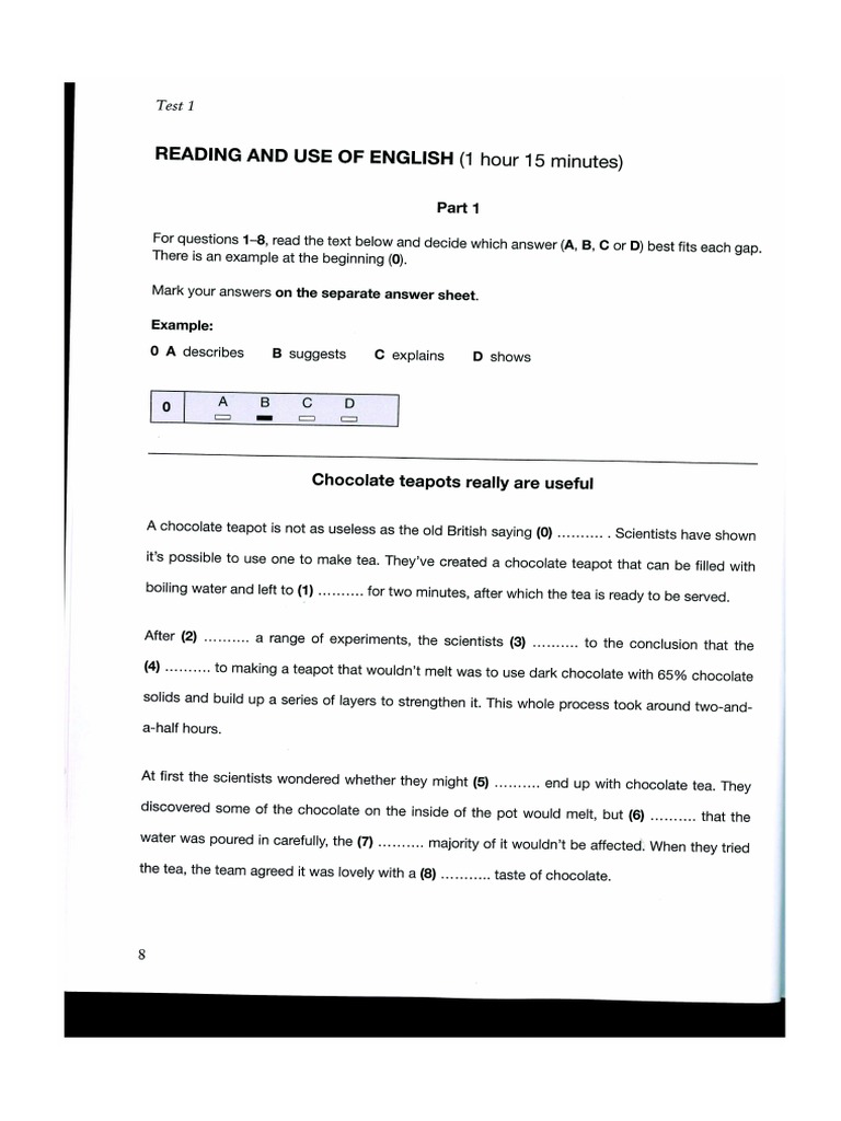 First For Schools 3 - Test 1 | PDF First For Schools 3 - Test 1 | PDF