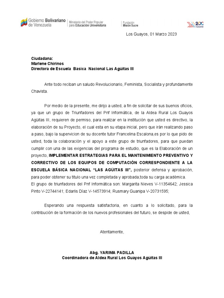 Carta Permiso | PDF | Crecimiento personal y profesional