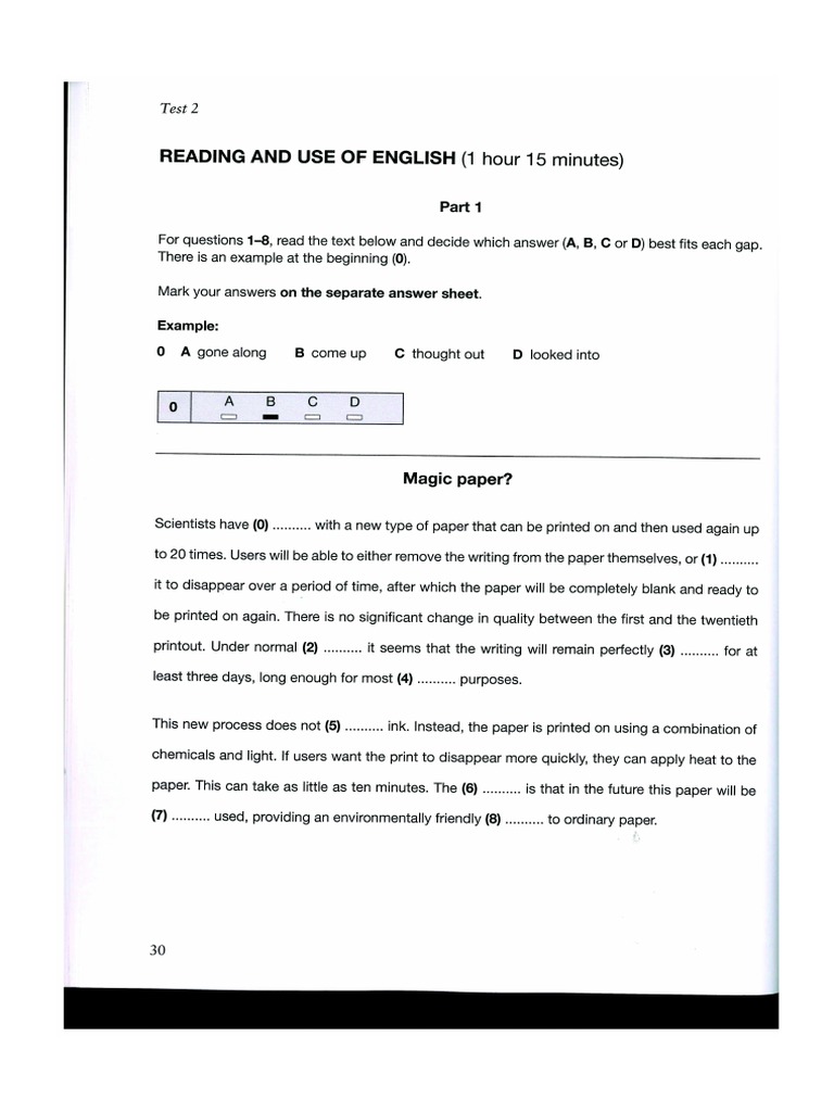 First For Schools 3 - Test 2 | PDF