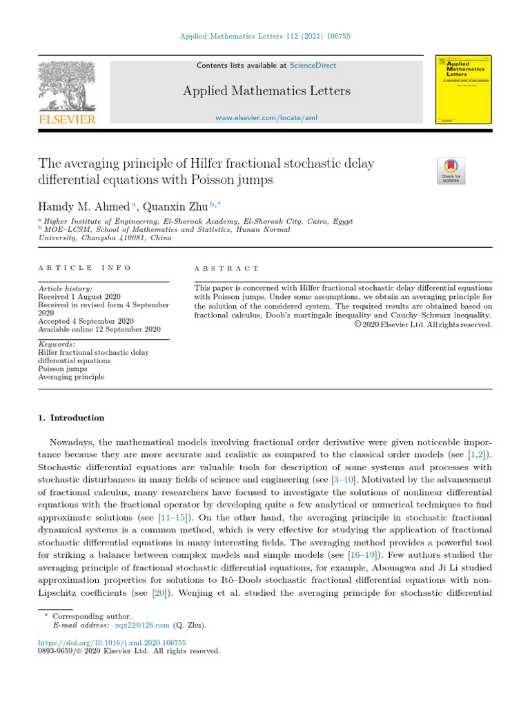 The Averaging Principle of Hilfer Fractional Stochastic Delay ...