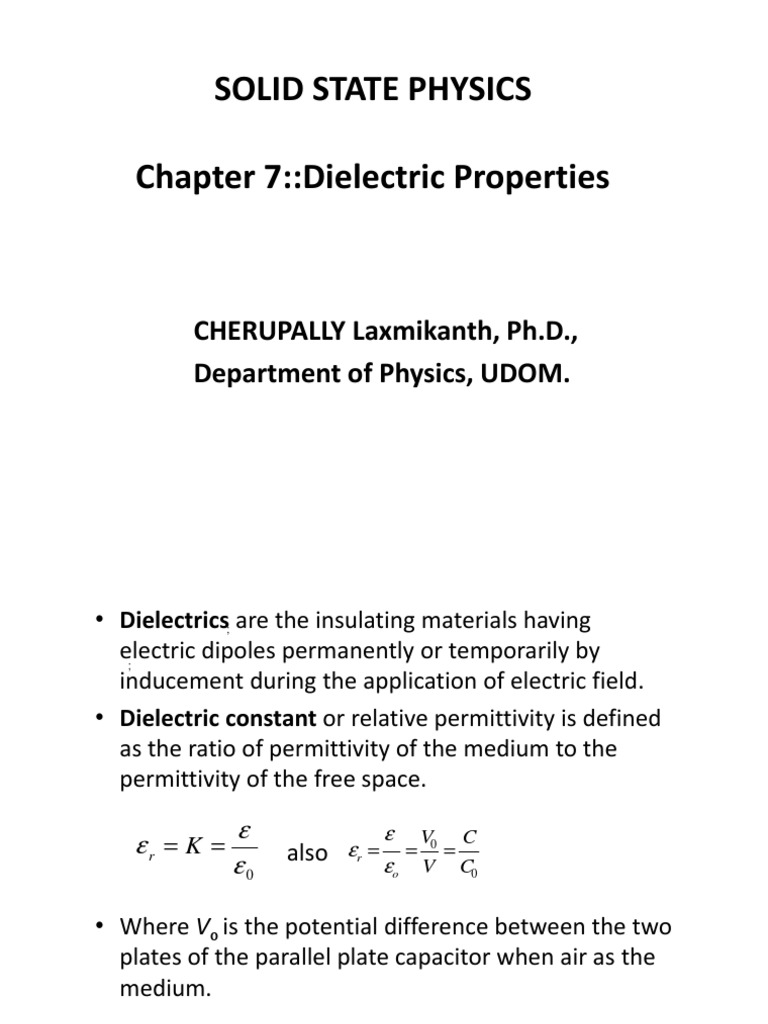 Solid State Physics Chapter 7 Dielectric | PDF | Ferroelectricity | Dielectric