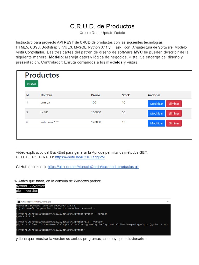 Tutorial API REST Con Python y Flask | PDF | Interfaz de línea de ...