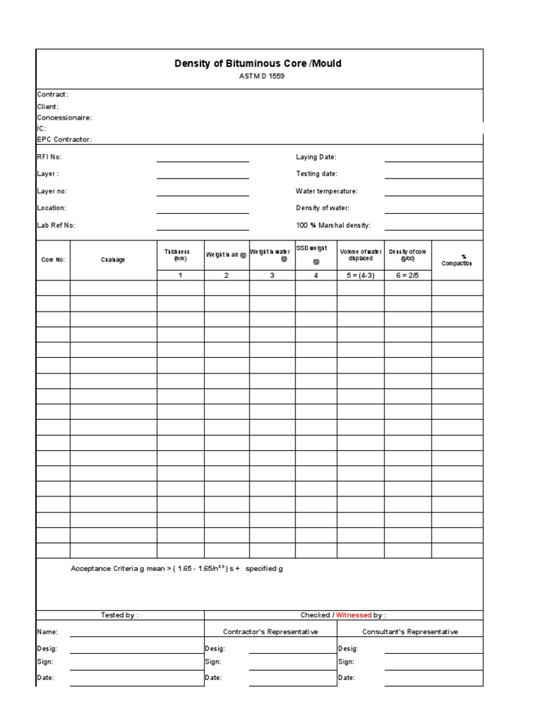 007 DENSITY OF BITUMINOUS CORE MOULD | PDF