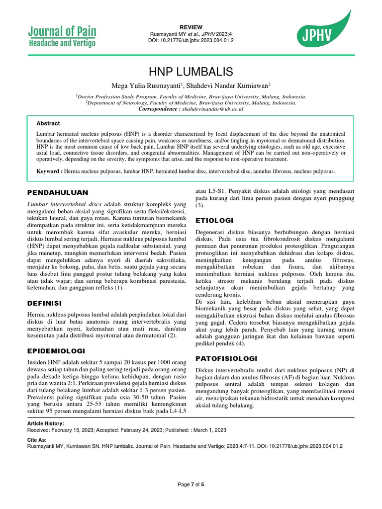 Panduan Lengkap HNP Lumbalis | PDF