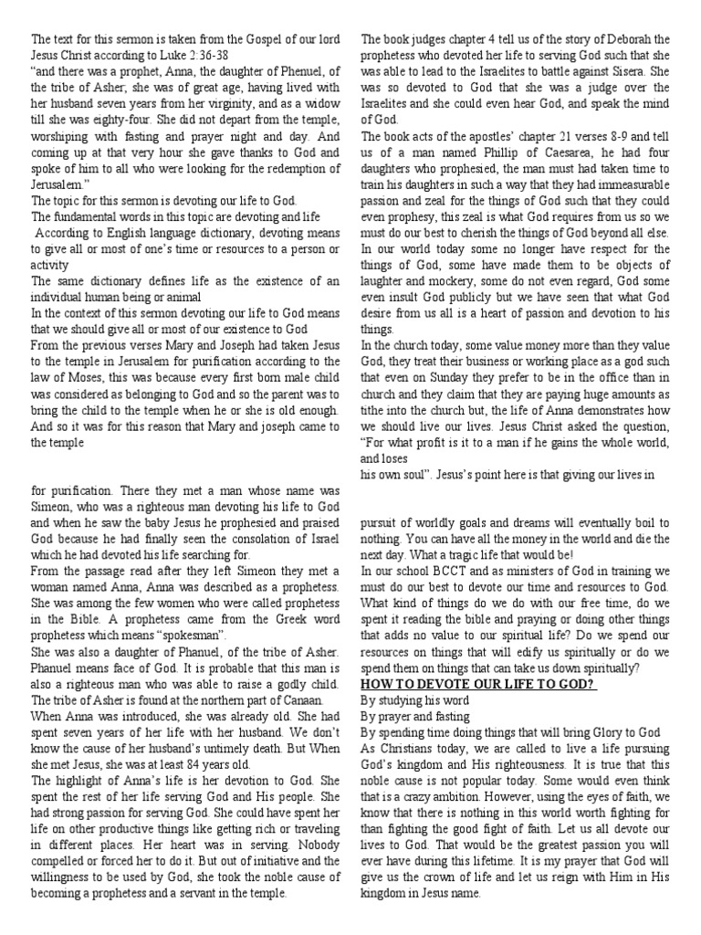 Devoting Your Life To God | PDF | Jesus | Prophet