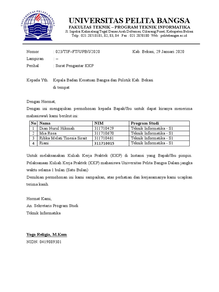 Surat Pengantar KKP Girls New | PDF