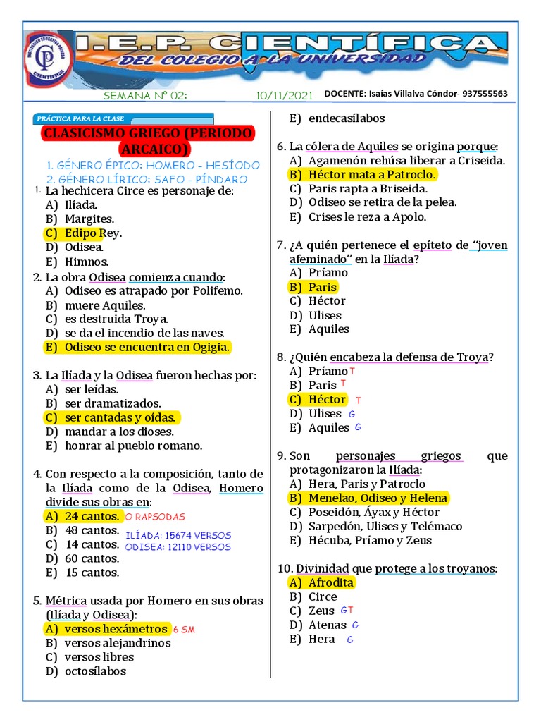 Clasicismo Griego (Periodo Arcaico) | PDF | Ilíada | Odiseo