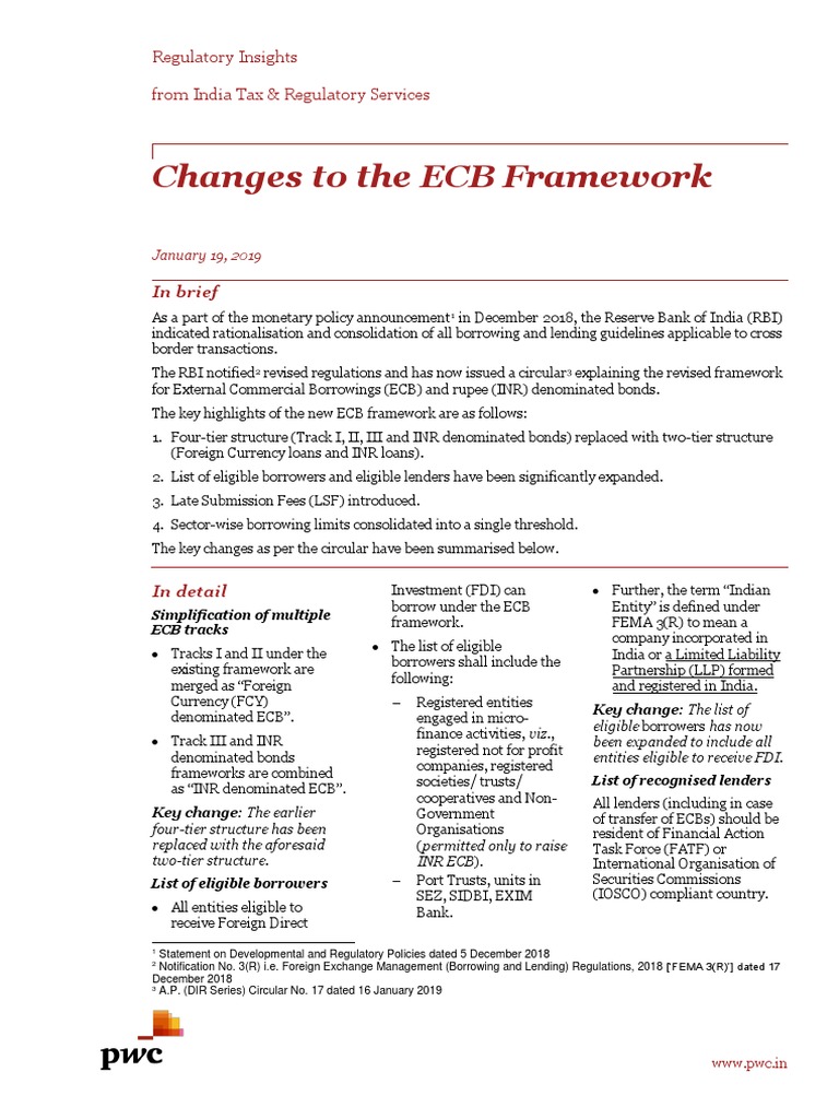 PWC News Alert 19 January 2019 Changes To The Ecb Framework | PDF ...