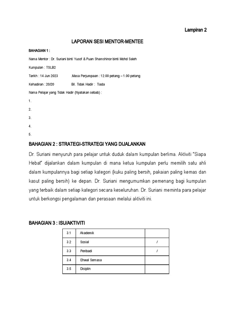 Laporan Mentor Mentee M3 | PDF
