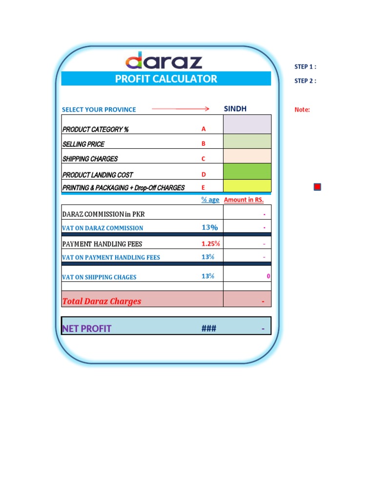 Daraz Profit and Commission Calculator | PDF