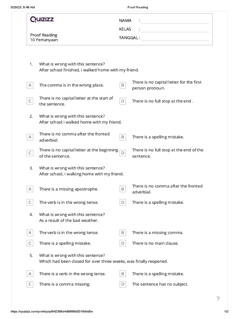 Proof Reading | PDF | Verb | Comma
