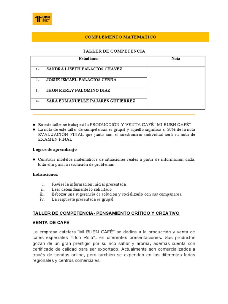Ef - Tarea - Complementos de Matemática-Desarrollo | PDF | Oferta y demanda | Oferta (economía)