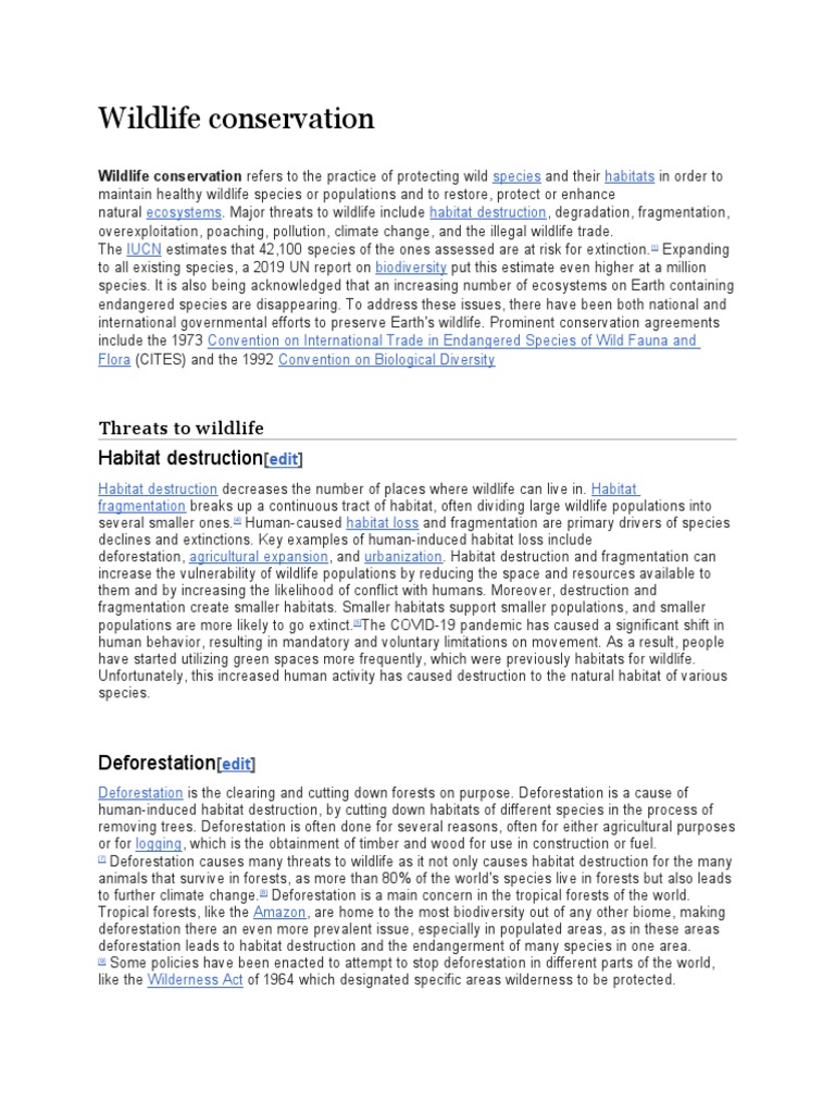 Wildlife Conservation | PDF | Habitat Destruction | Nature