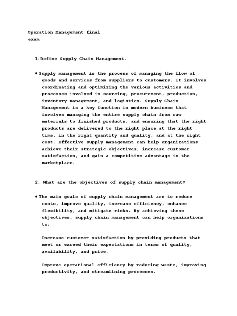 Operations Management | PDF | Supply Chain | Supply Chain Management