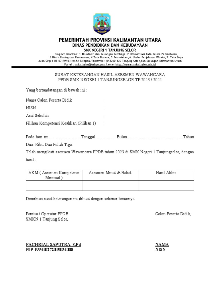 Surat Keterangan PPDB 2023 | PDF