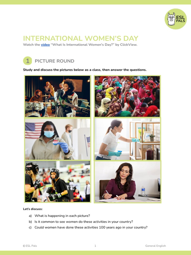 International Women's Day Activities Guide | PDF | Women's Suffrage ...