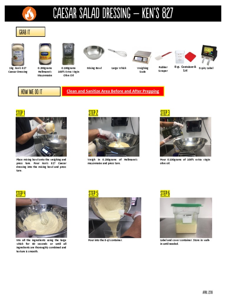 Ken's Caesar Dressing Preparation Guide | PDF