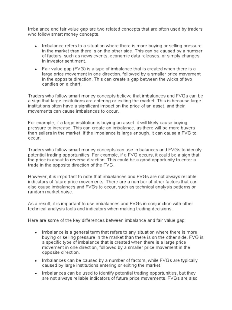 Imbalance and Fair Value Gap | PDF | Technical Analysis | Prices