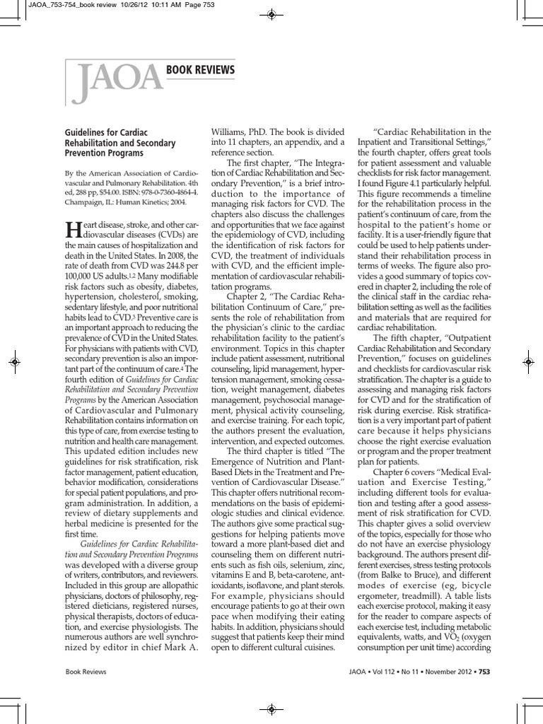 AACVPR Guidelines For Cardiac Rehabilitation and S | Download Free PDF ...