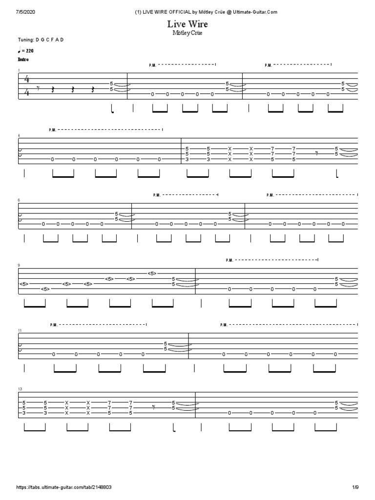 GUITAR TAB MOTLEY CRUE Leadlivewire PDF | PDF | Songs Written | Musical ...