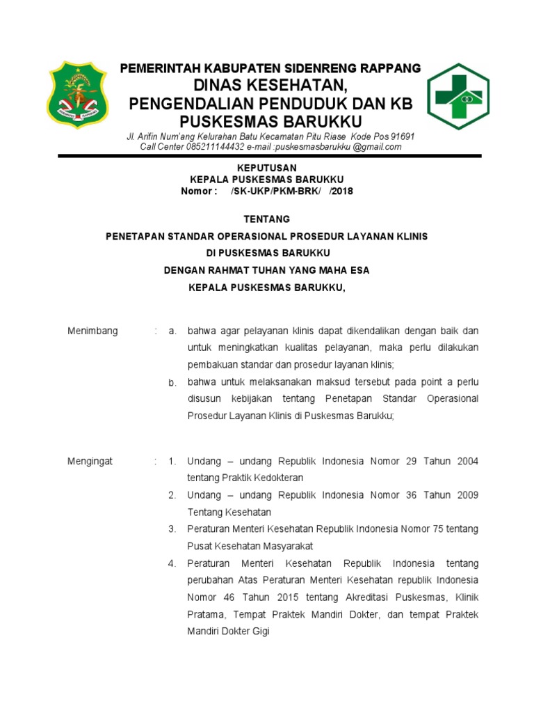7.2.1 EP 1 SK Penetapan Standar Operasional | PDF | Kesehatan Holistik