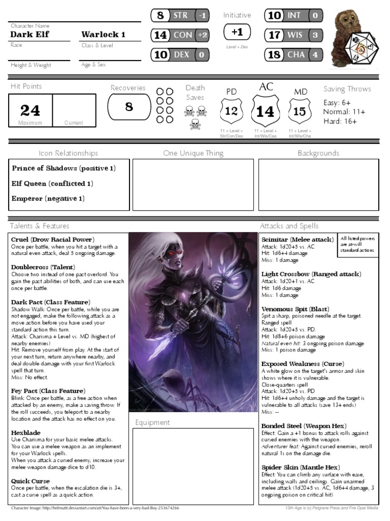 Drow Hexblade Warlock - Level 1 | PDF | Gaming | Role Playing Games