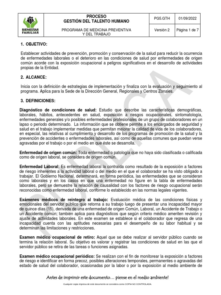 pg5.gth Programa de Medicina Preventiva y Del Trabajo v2 | PDF | Trastorno mental | Seguridad y ...