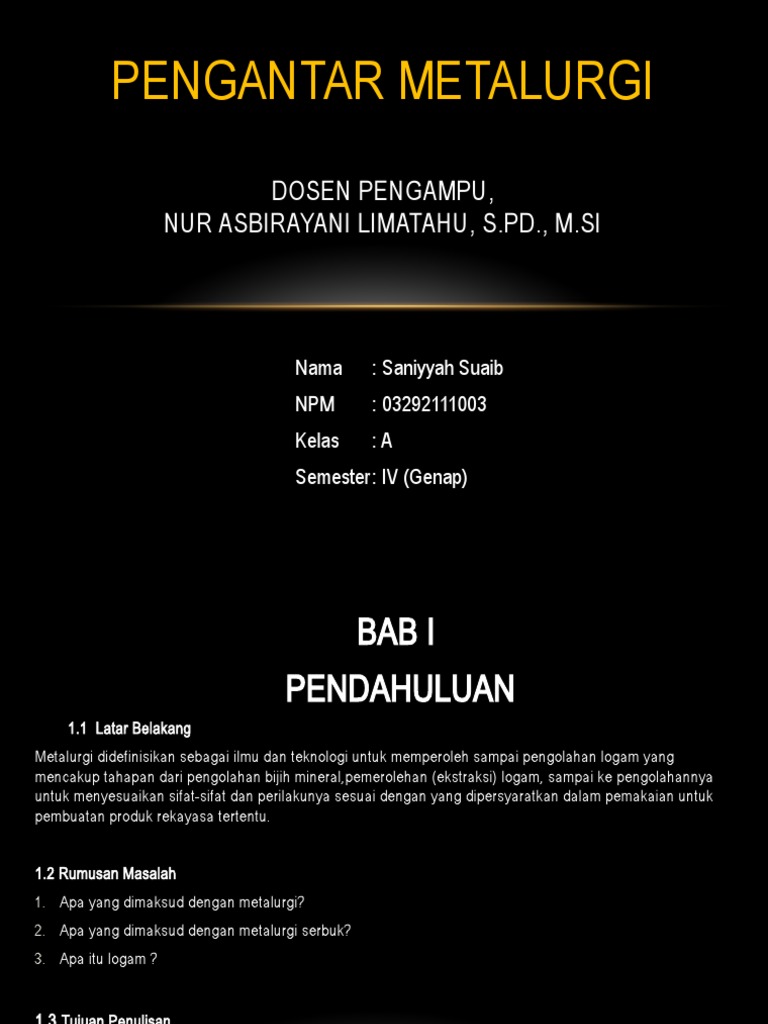 Pengantar Ilmu Metalurgi dan Logam | PDF