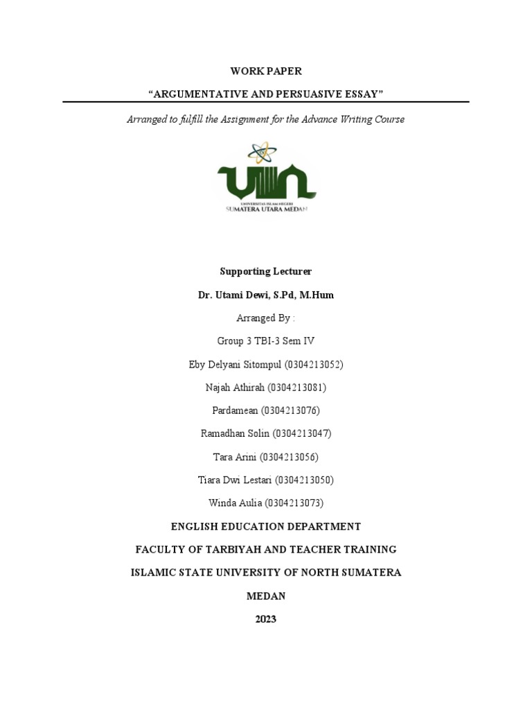 Group 3 - Persuasive-Argumentative Essay | PDF | Essays | Persuasion