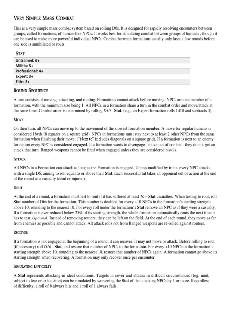 Very Simple Mass Combat | PDF | Armour | Shield