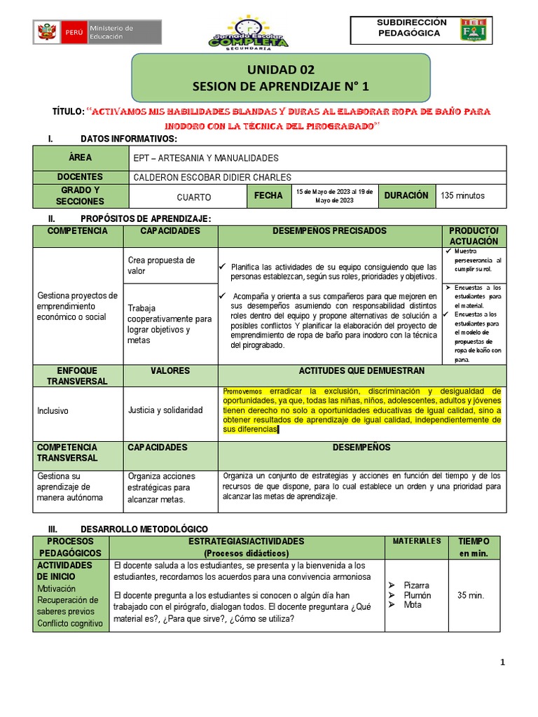 Actividad de Aprendizaje 1 Unidada Dos Ept 5 | PDF | Evaluación | Aprendizaje