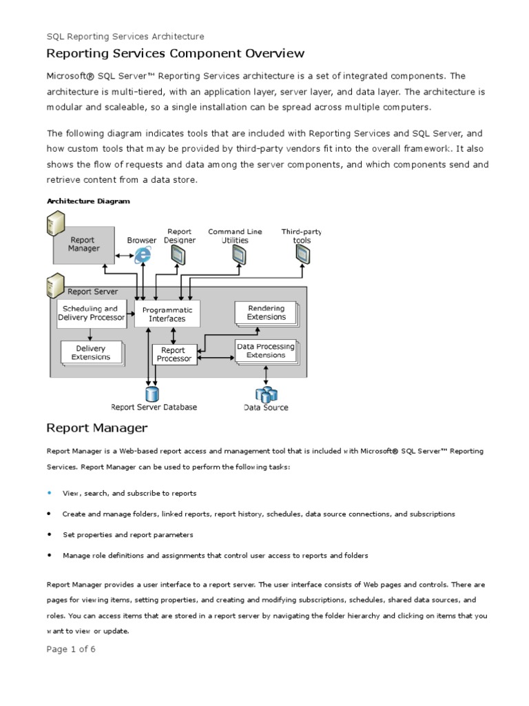 Sql Reporting Services Architecture Pdf Databases Microsoft Sql 2860