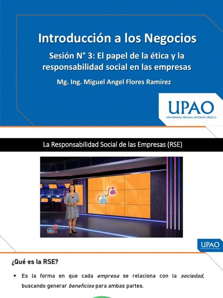 Sesión N° 03 - El papel de la ética y la responsabilidad social en las empresas (1) | PDF ...