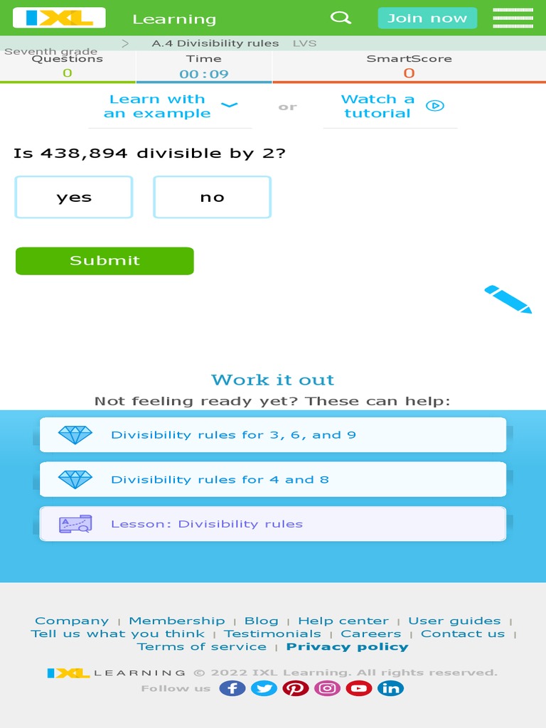 IXL Divisibility Rules 7th Grade Math | PDF