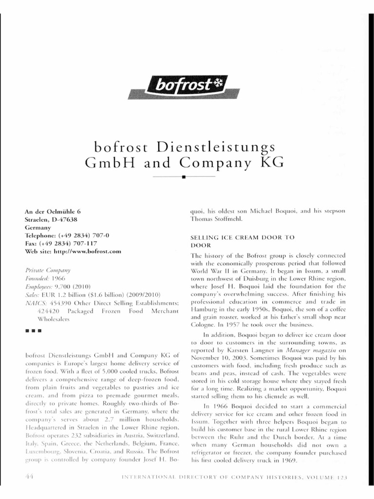 Bofrost | PDF | Delivery (Commerce) | Sales