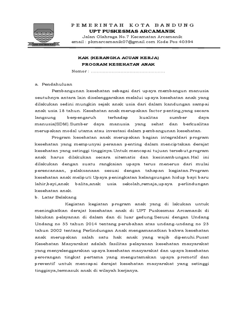 KAK - Program Anak | PDF