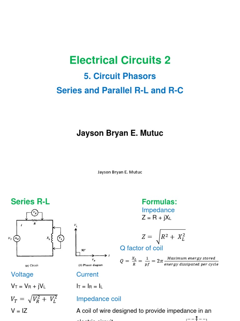 Circuit Phasors R-L and R-C | PDF | Series And Parallel Circuits | Electrical Impedance