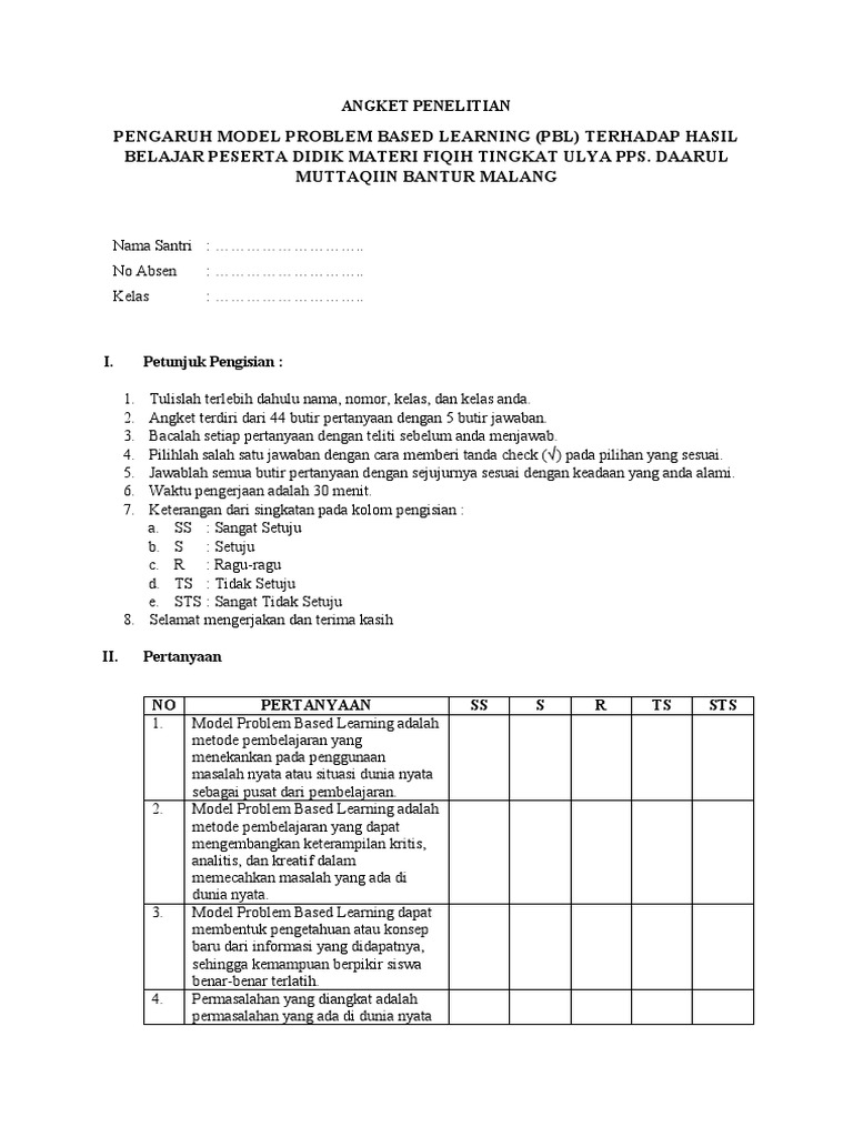 Instrumen Angket | PDF