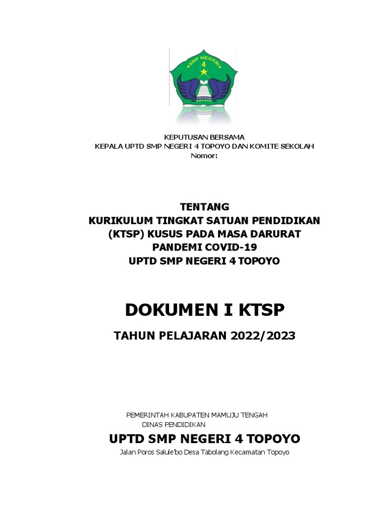 Document 1 SMPN 4 Topoyo 2022-2023 | PDF